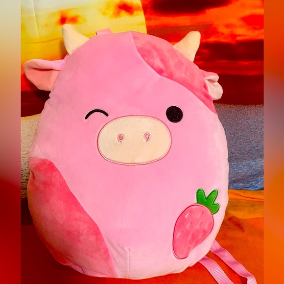 Squishmallows | Toys | Reshma The Strawberry Cow Backpack Squishmallow ...